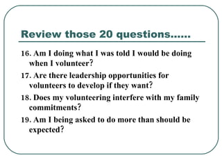 20 important questions to ask when volunteering | PPT