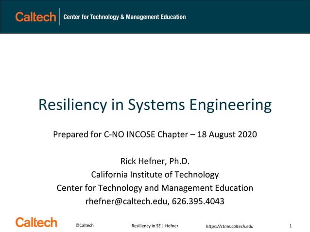 Resiliency in Systems Engineering | PDF