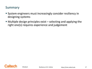 Resiliency in Systems Engineering | PDF