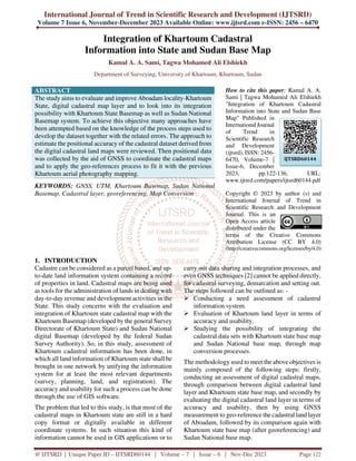 Integration of Khartoum Cadastral Information into State and Sudan Base Map | PDF