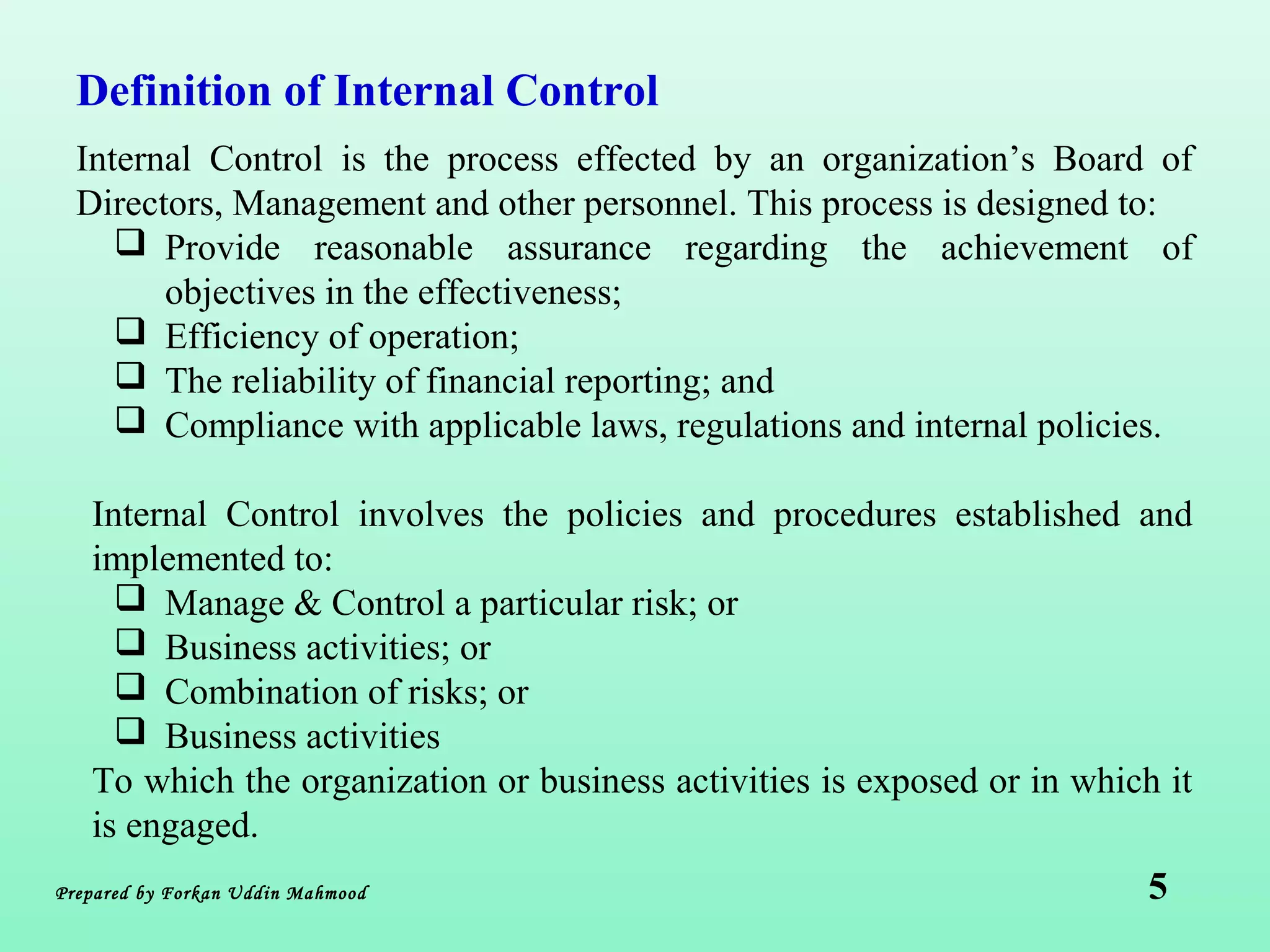 Internal control & compliance | PPT