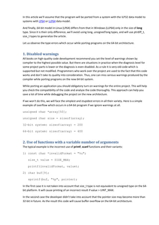 20 issues of porting C++ code on the 64-bit platform | PDF
