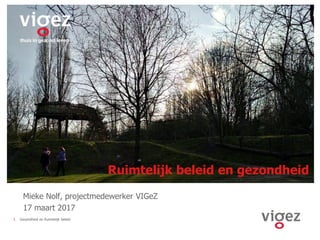 20 jaar RSV. Ruimtelijk beleid en gezondheid. Mieke Nolf | PDF