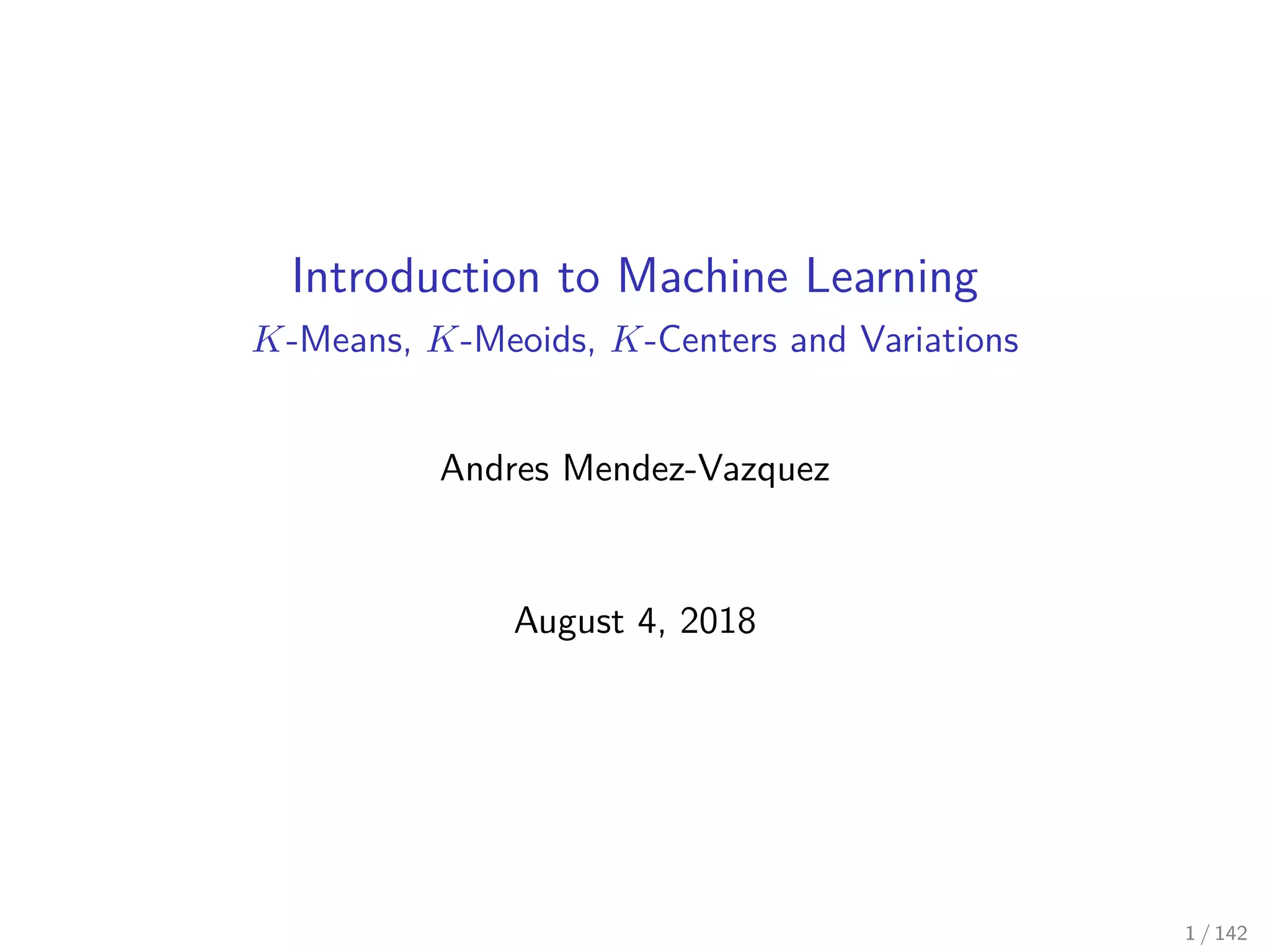 20 k-means, k-center, k-meoids and variations | PPT