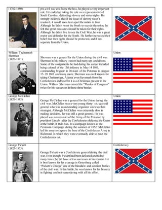 20 Key People in the Civil War | DOCX