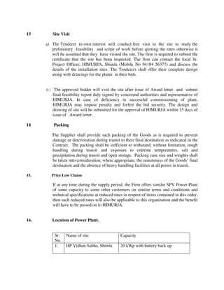 Tender Document for Solar Project in Himachal Pradesh | PDF