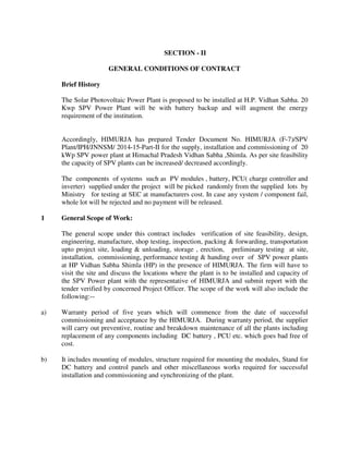 Tender Document for Solar Project in Himachal Pradesh | PDF