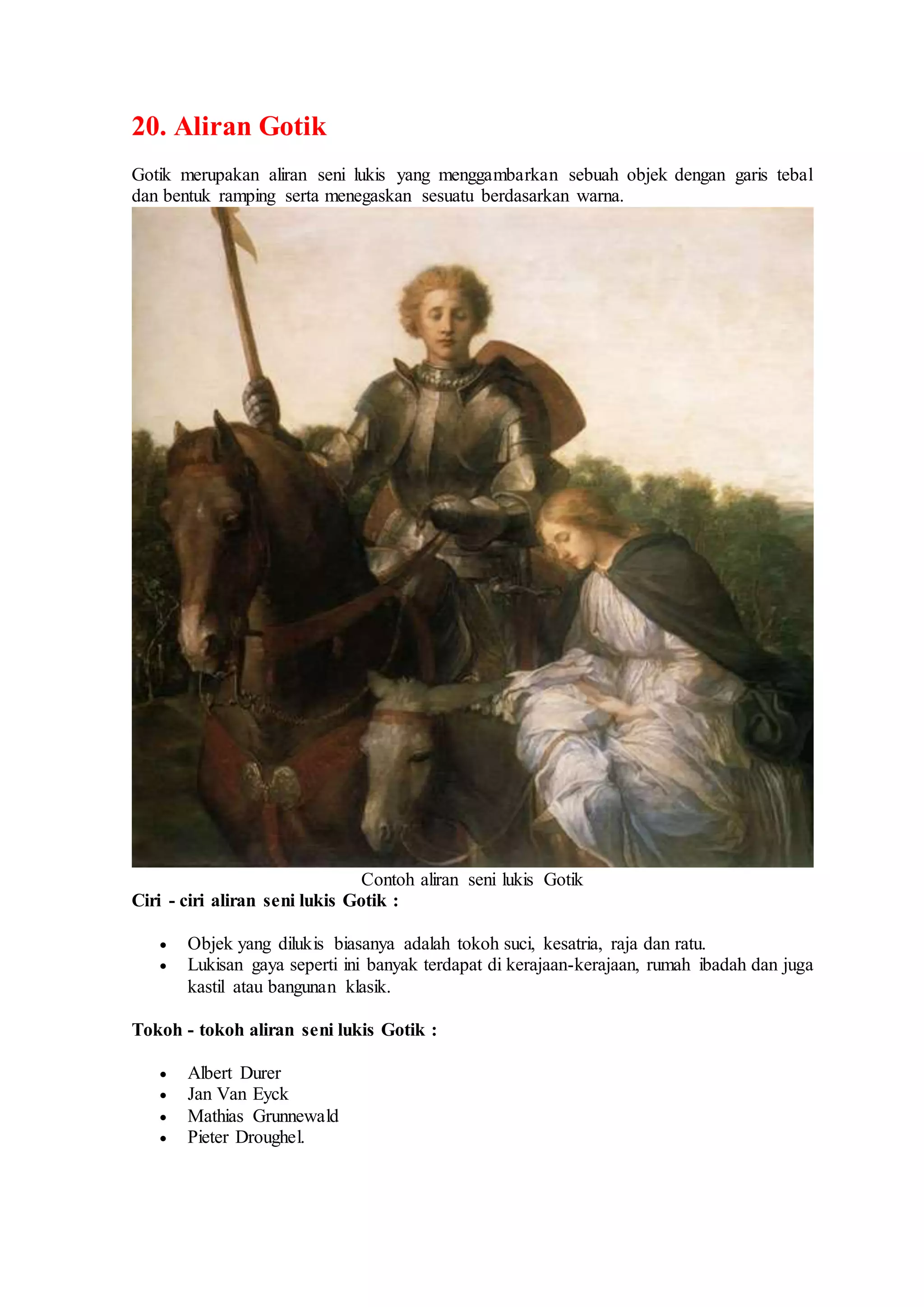20 macam aliran seni lukis | DOCX