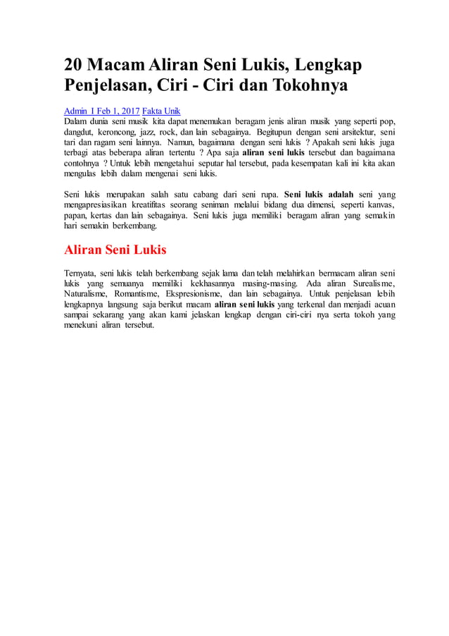 20 macam aliran seni lukis | PDF