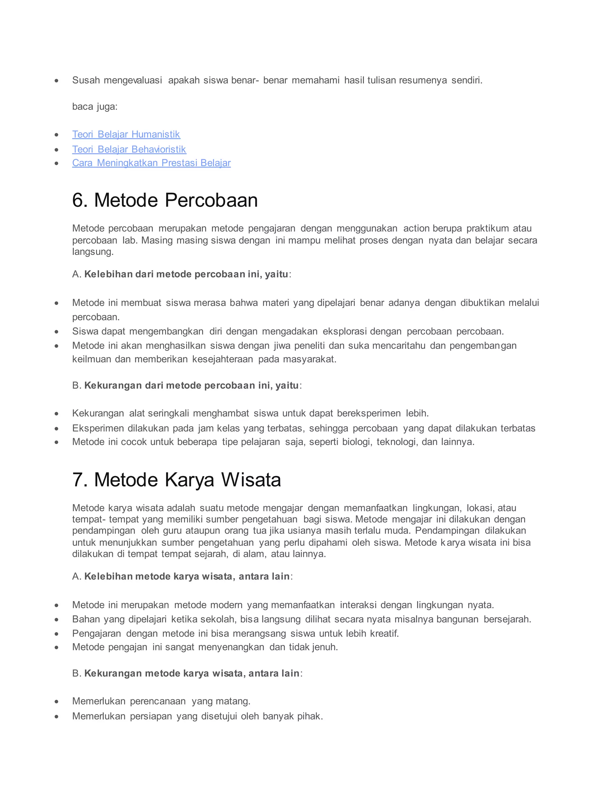 20 macam macam metode pembelajaran | PDF