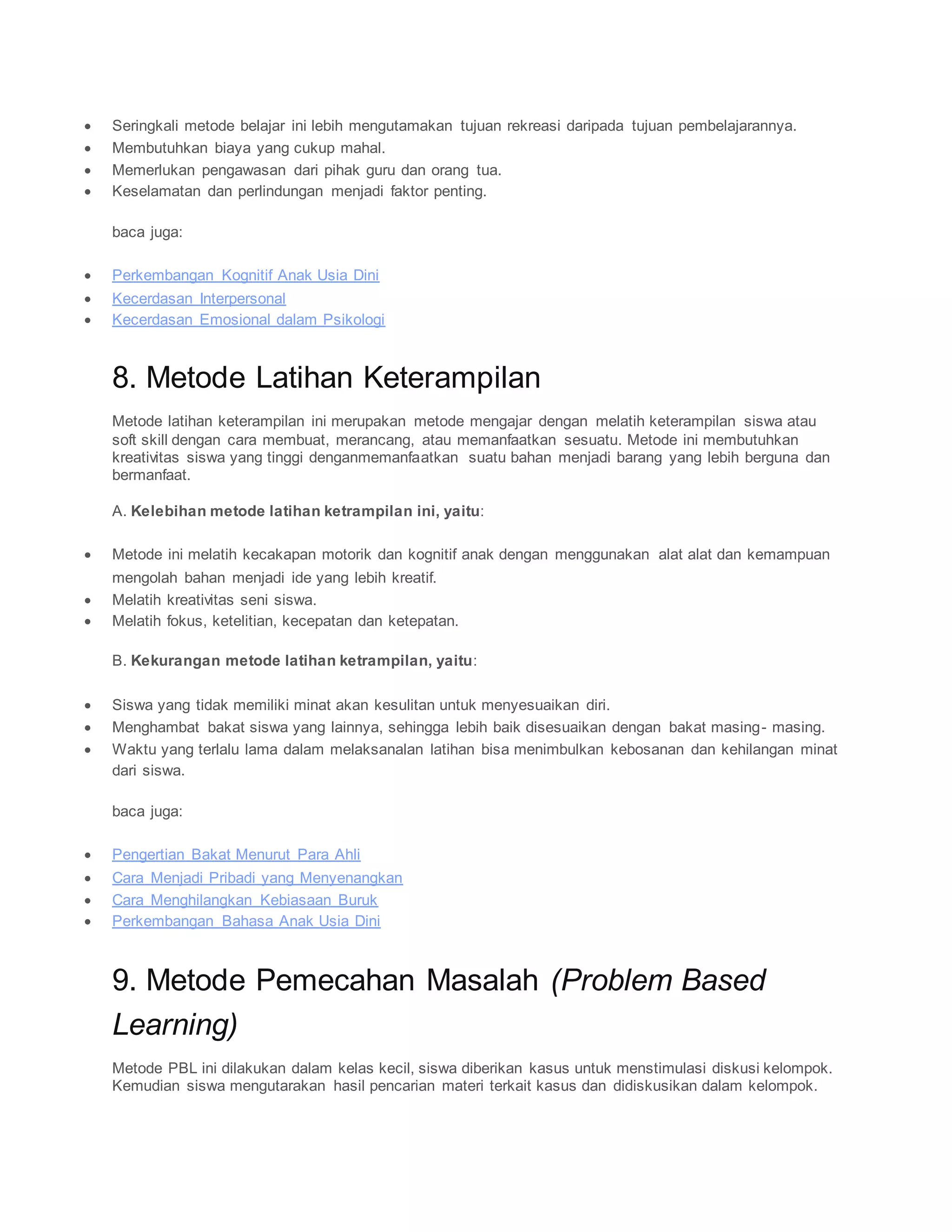 20 macam macam metode pembelajaran | PDF