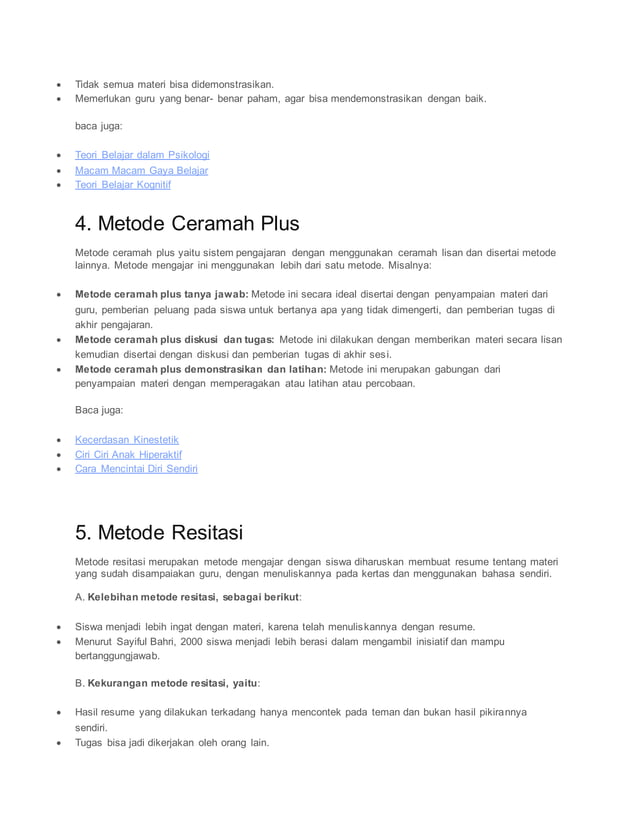 20 macam macam metode pembelajaran | PDF