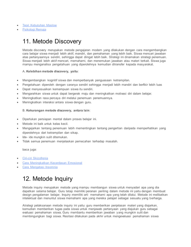 20 macam macam metode pembelajaran | PDF