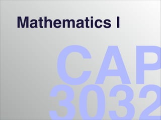 20. Mathematics I | PPT