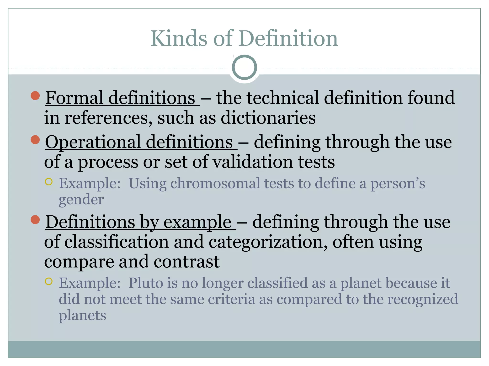 Arguments of Definition | PPT