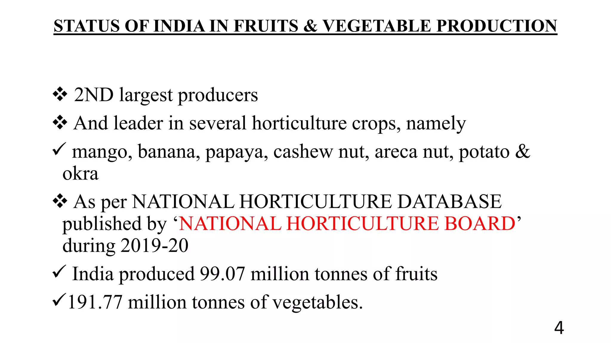 major fruits and vegetables crop in India 2019-20 | PPTX