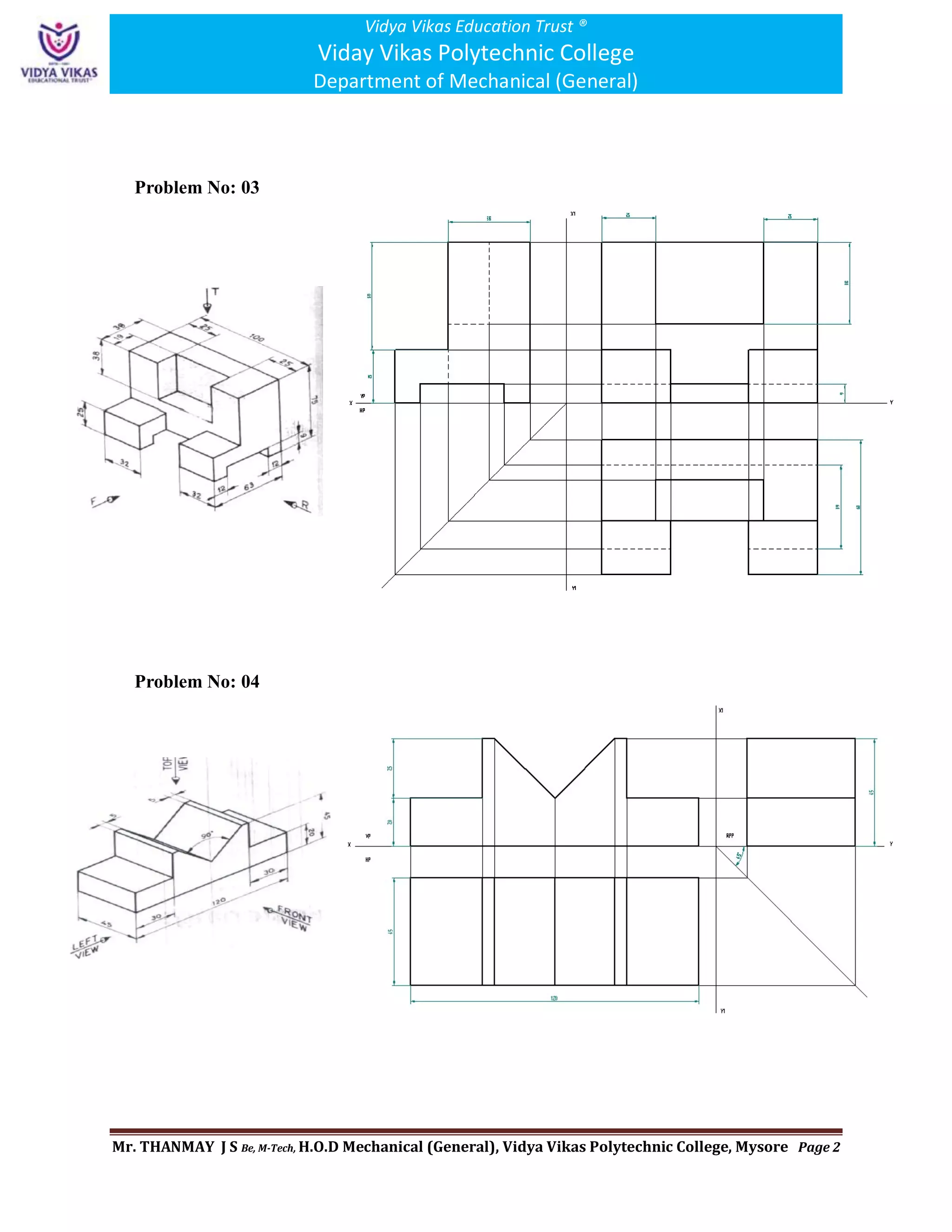 Computer Aided Engineering Drawing 20ME12P unit 03 3d to orthographic ...