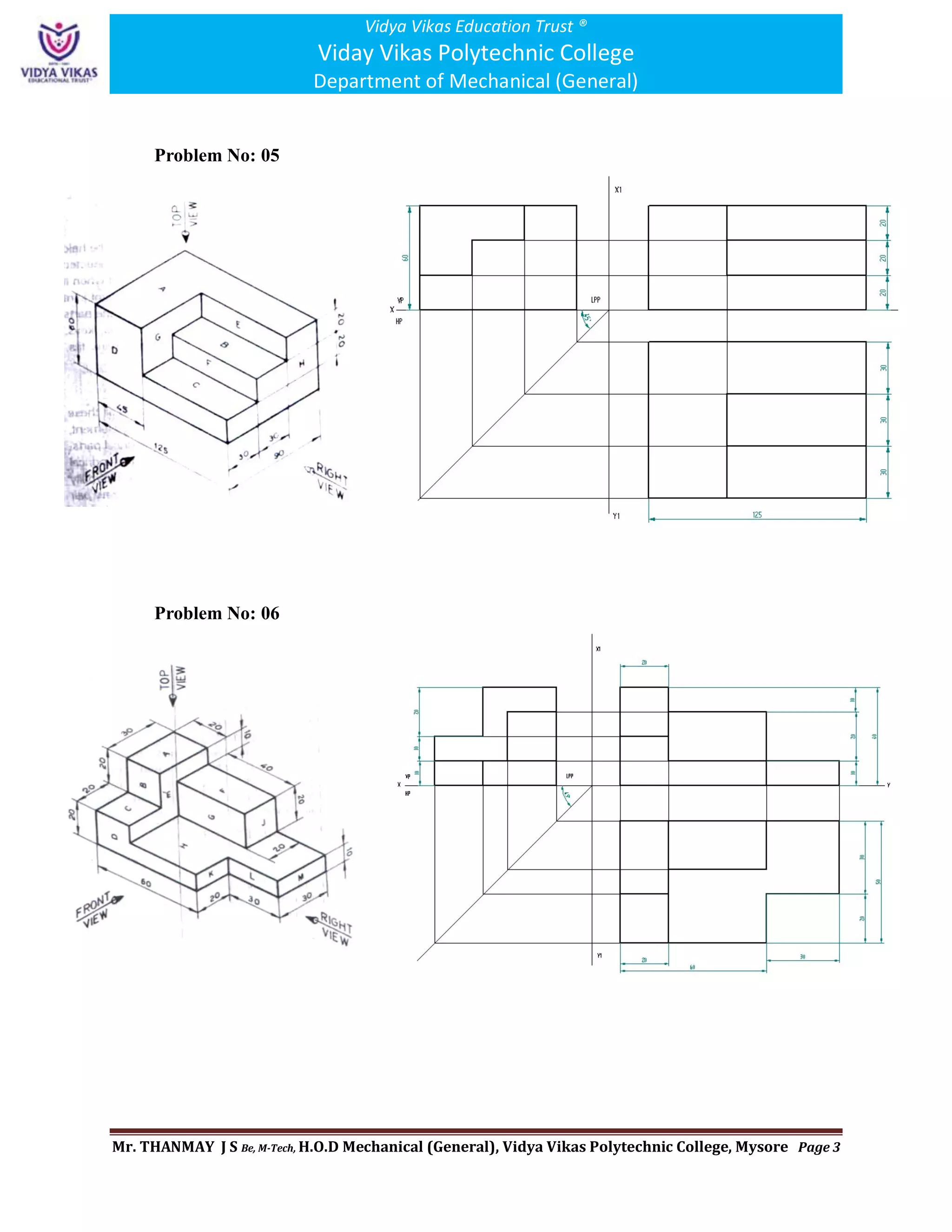 Computer Aided Engineering Drawing 20ME12P unit 03 3d to orthographic ...
