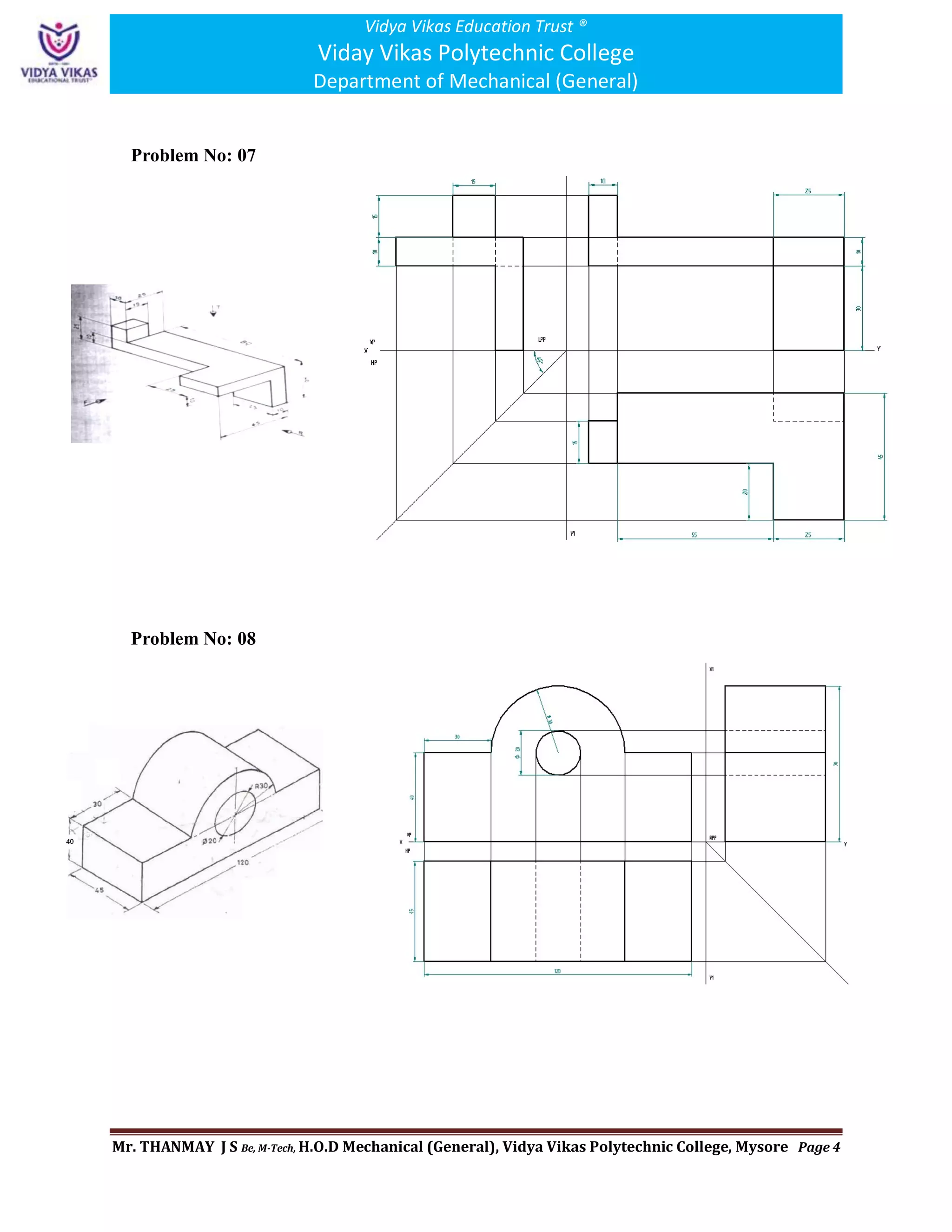 Computer Aided Engineering Drawing 20ME12P unit 03 3d to orthographic ...