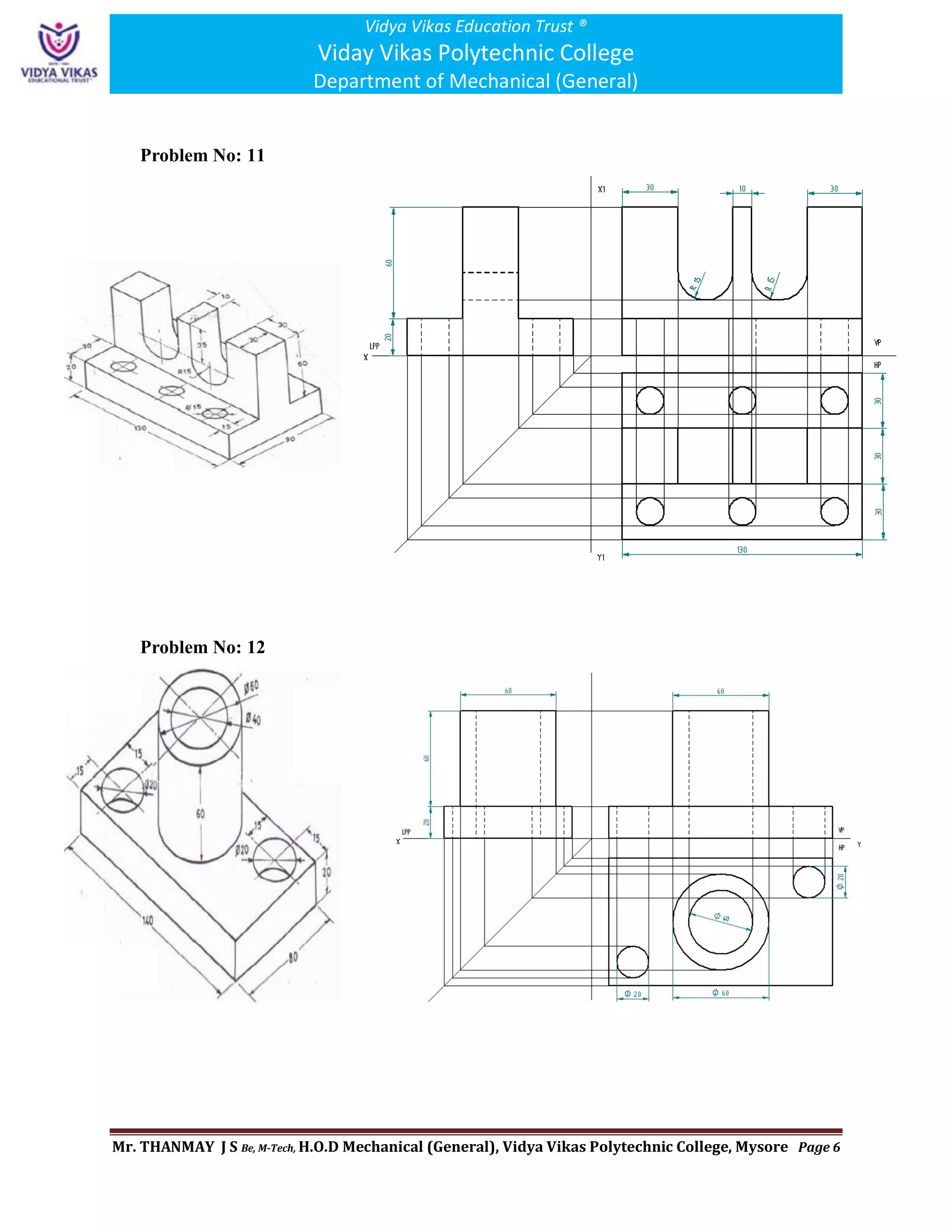 Computer Aided Engineering Drawing 20ME12P unit 03 3d to orthographic ...