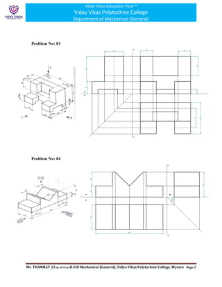 Computer Aided Engineering Drawing 20ME12P unit 03 3d to orthographic ...