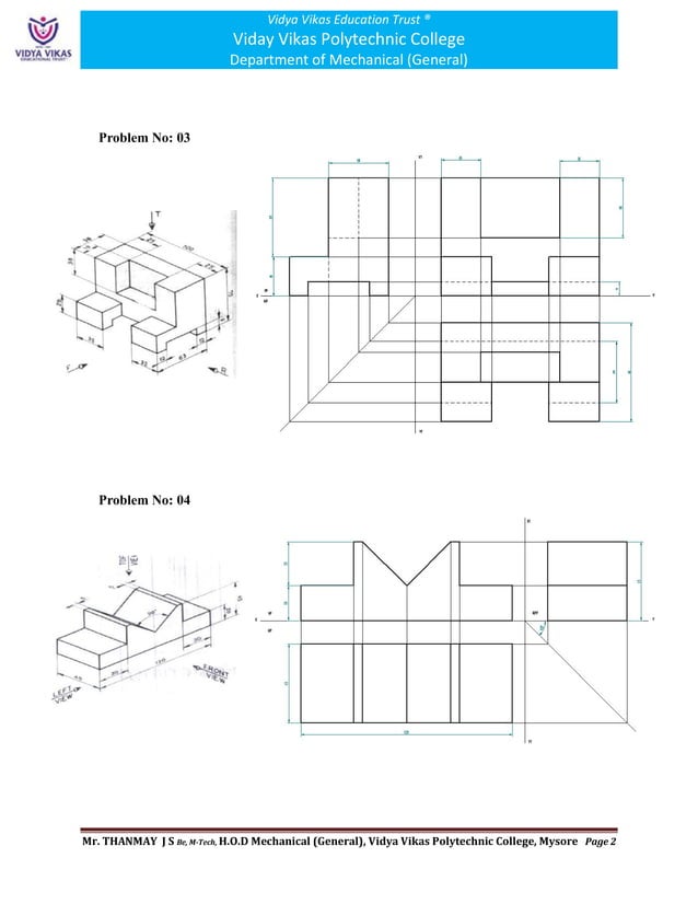Computer Aided Engineering Drawing 20ME12P unit 03 3d to orthographic ...