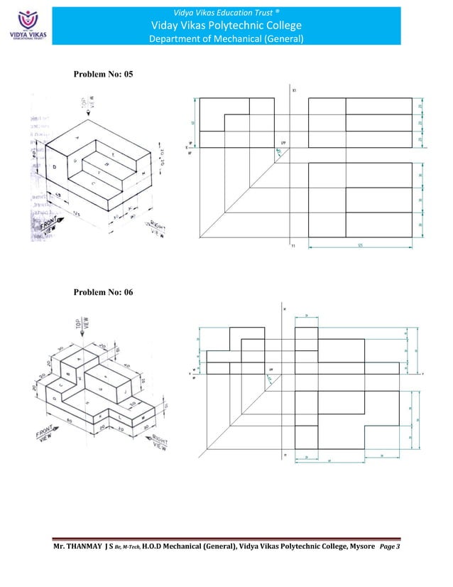 Computer Aided Engineering Drawing 20ME12P unit 03 3d to orthographic ...