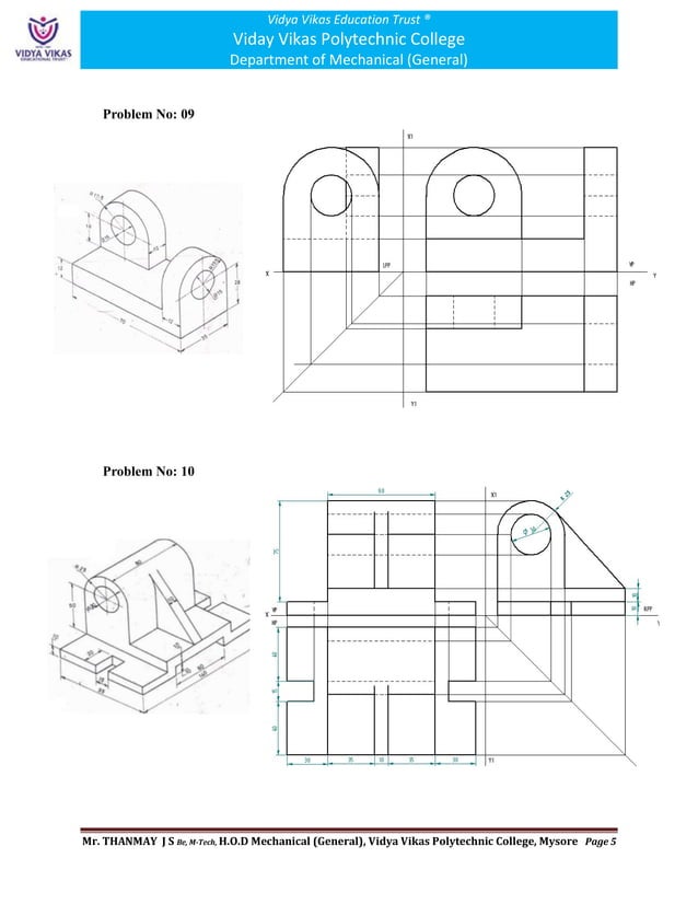 Computer Aided Engineering Drawing 20ME12P unit 03 3d to orthographic ...