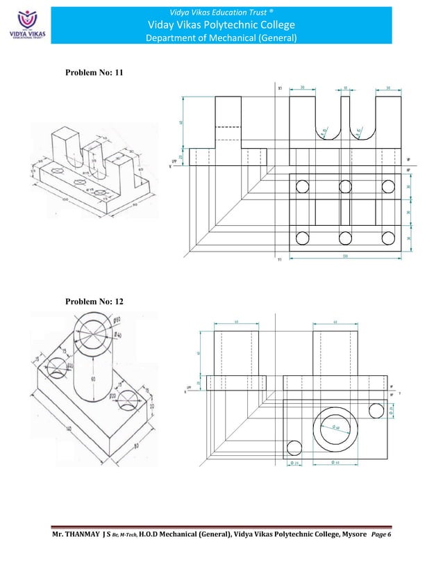 Computer Aided Engineering Drawing 20ME12P unit 03 3d to orthographic ...
