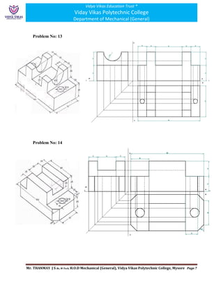 Computer Aided Engineering Drawing 20ME12P unit 03 3d to orthographic ...