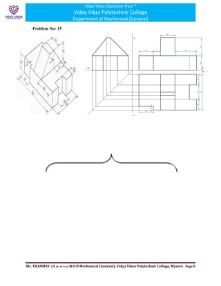 Computer Aided Engineering Drawing 20ME12P unit 03 3d to orthographic ...