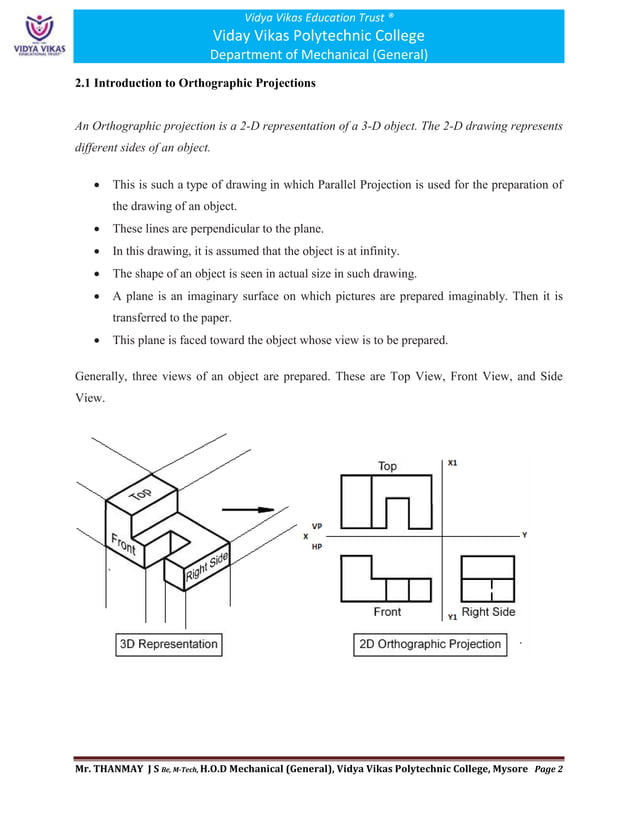 Computer Aided Engineering Drawing (20ME12P) Unit – 02 introduction to orthographic projections ...