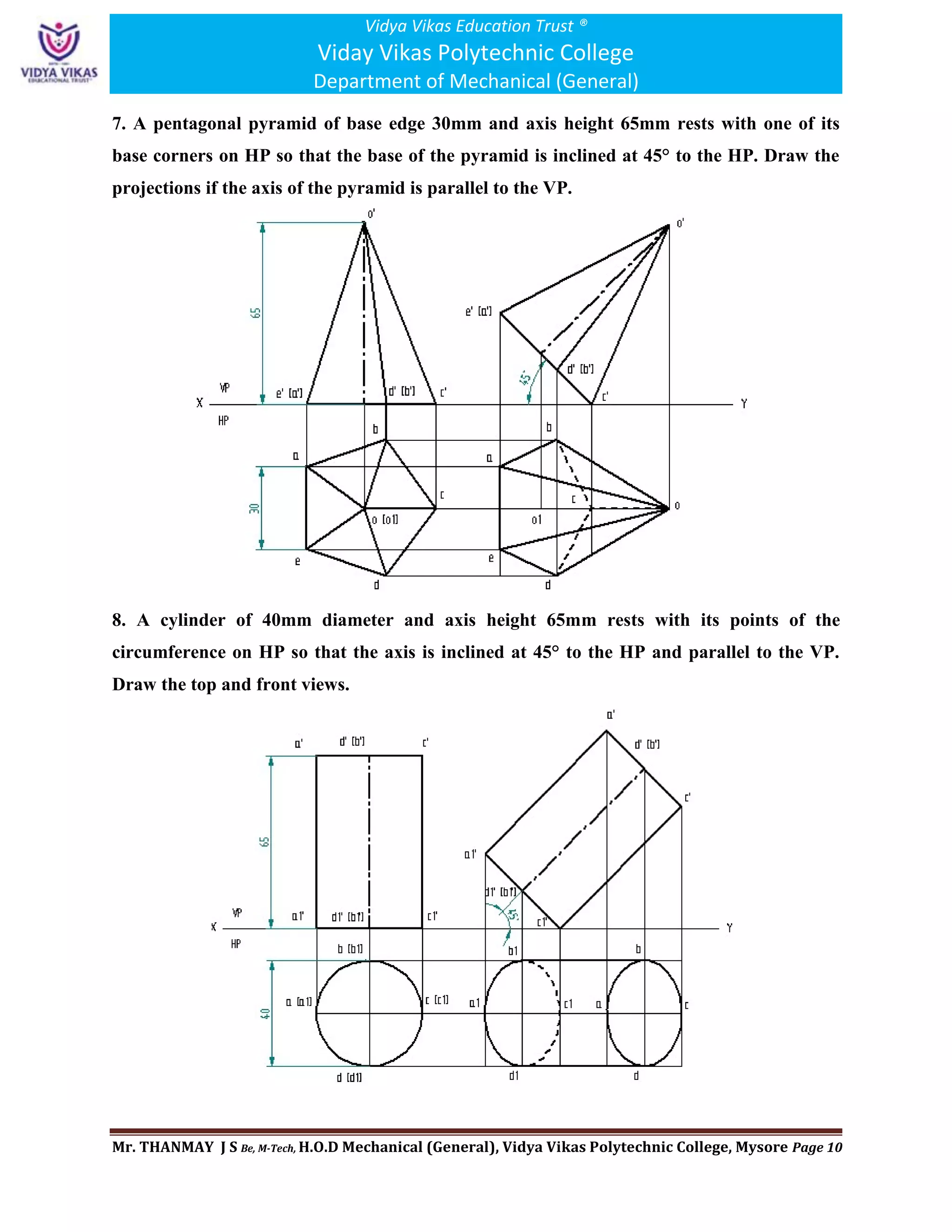 Computer Aided Engineering Drawing 20ME12P Unit 02 Part 04 PROJECTIONS ...