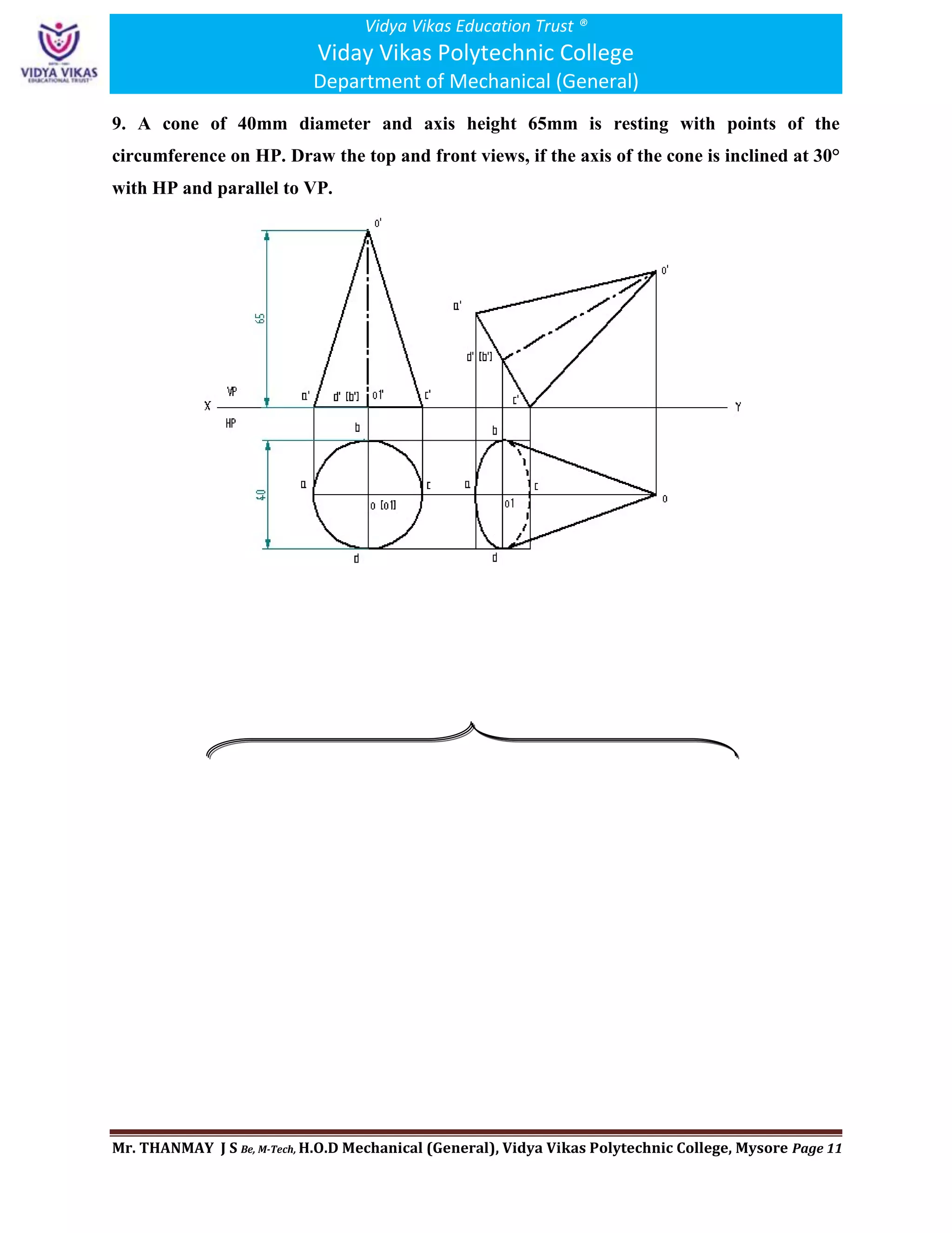 Computer Aided Engineering Drawing 20ME12P Unit 02 Part 04 PROJECTIONS ...