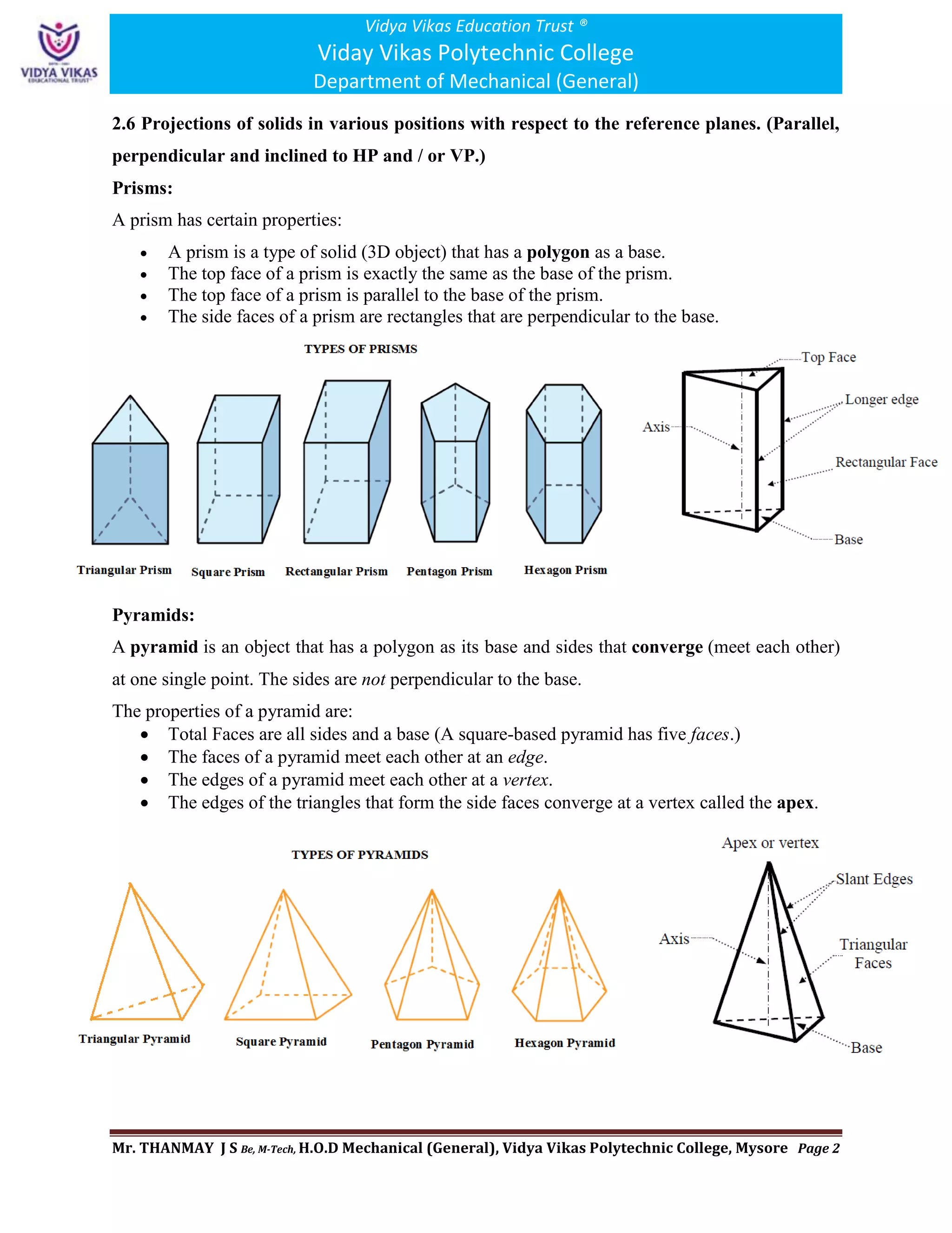 Computer Aided Engineering Drawing 20ME12P Unit 02 Part 04 PROJECTIONS ...