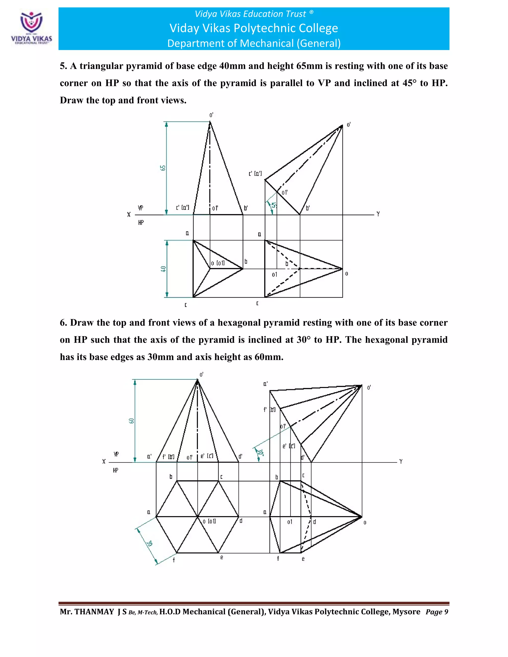 Computer Aided Engineering Drawing 20ME12P Unit 02 Part 04 PROJECTIONS ...