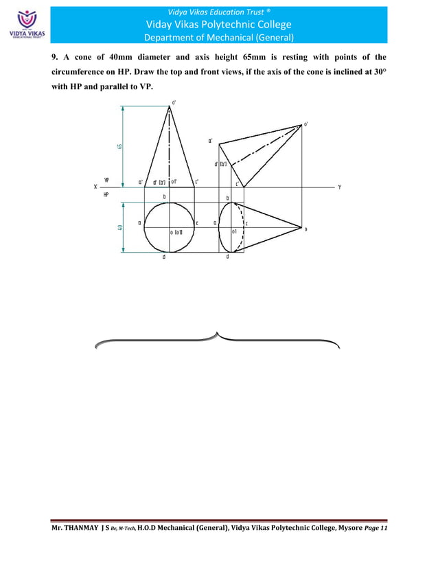 Computer Aided Engineering Drawing 20ME12P Unit 02 Part 04 PROJECTIONS OF SOLIDS | PDF | Physics ...