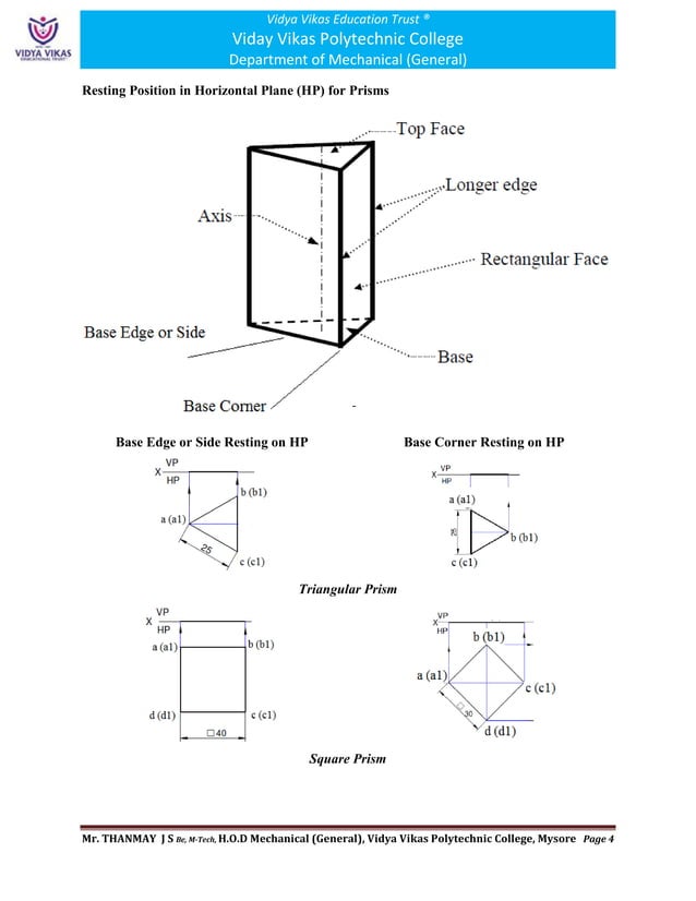 Computer Aided Engineering Drawing 20ME12P Unit 02 Part 04 PROJECTIONS ...