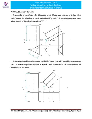 Computer Aided Engineering Drawing 20ME12P Unit 02 Part 04 PROJECTIONS ...