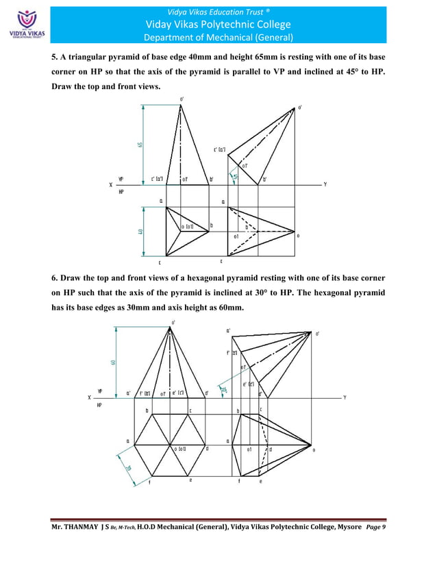Computer Aided Engineering Drawing 20ME12P Unit 02 Part 04 PROJECTIONS OF SOLIDS | PDF | Physics ...