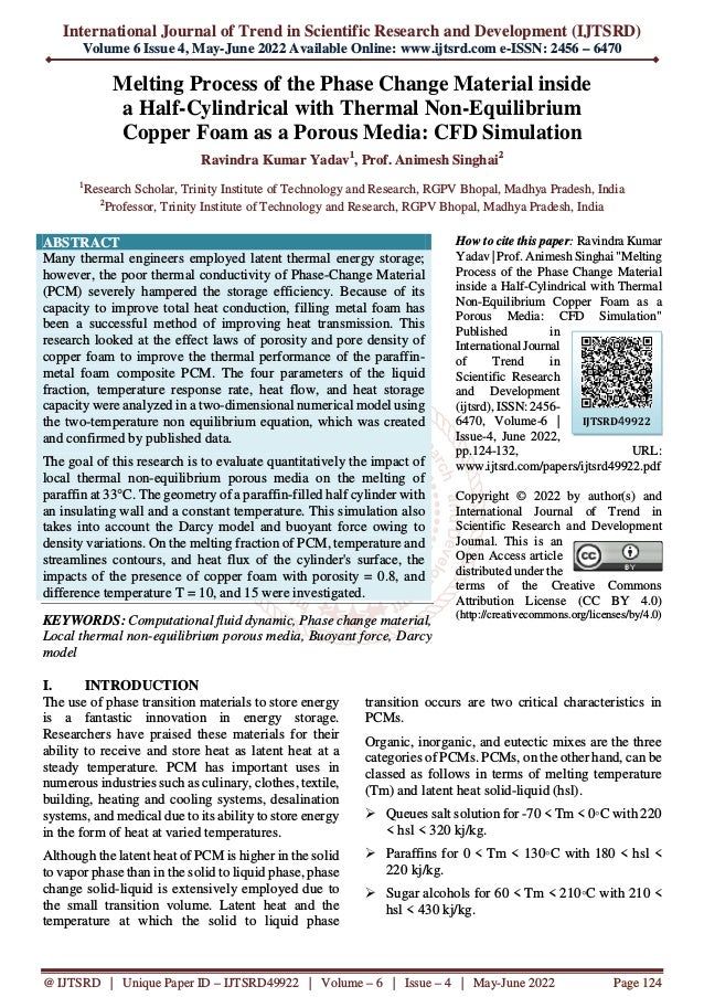 Melting Process of the Phase Change Material inside a Half Cylindrical with Thermal Non ...