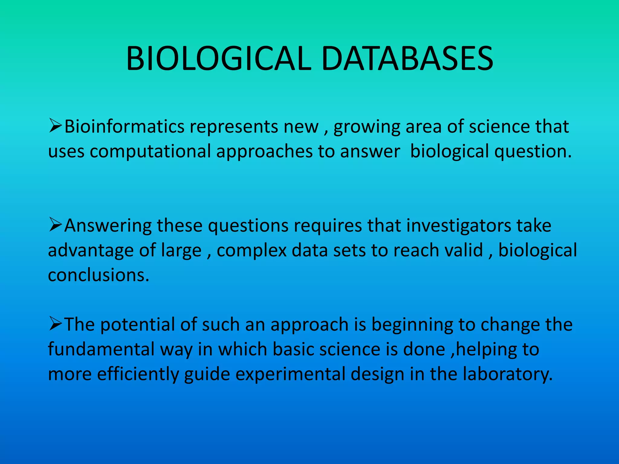 Databases in Bioinformatics | PPTX
