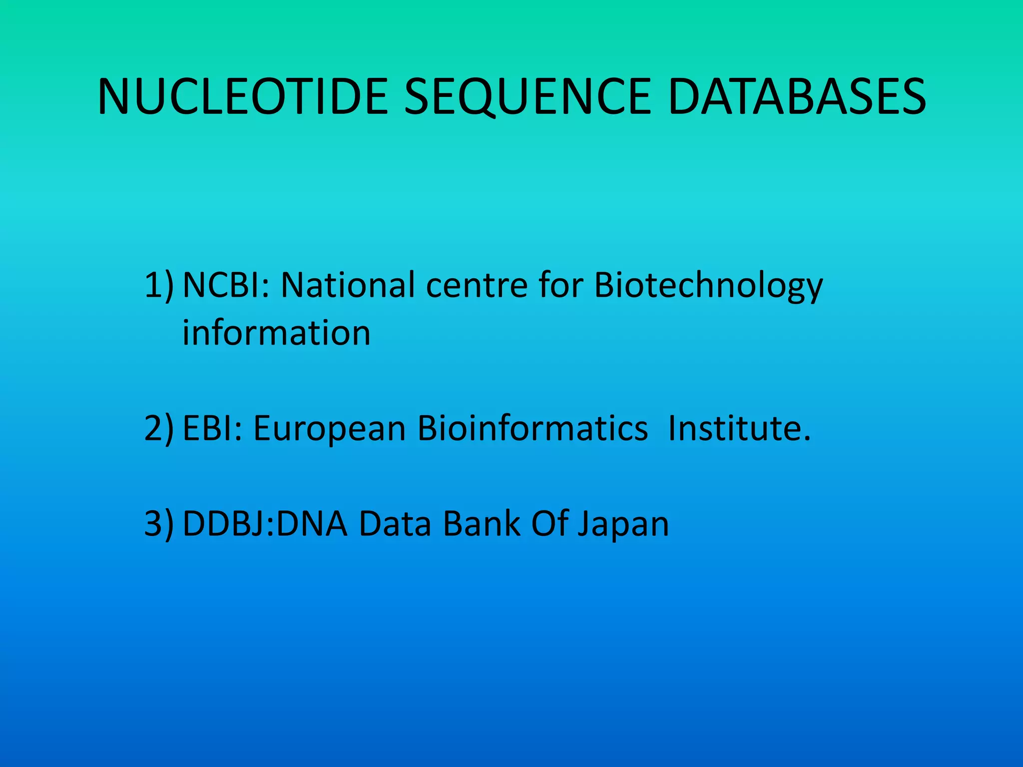 Databases In Bioinformatics Ppt