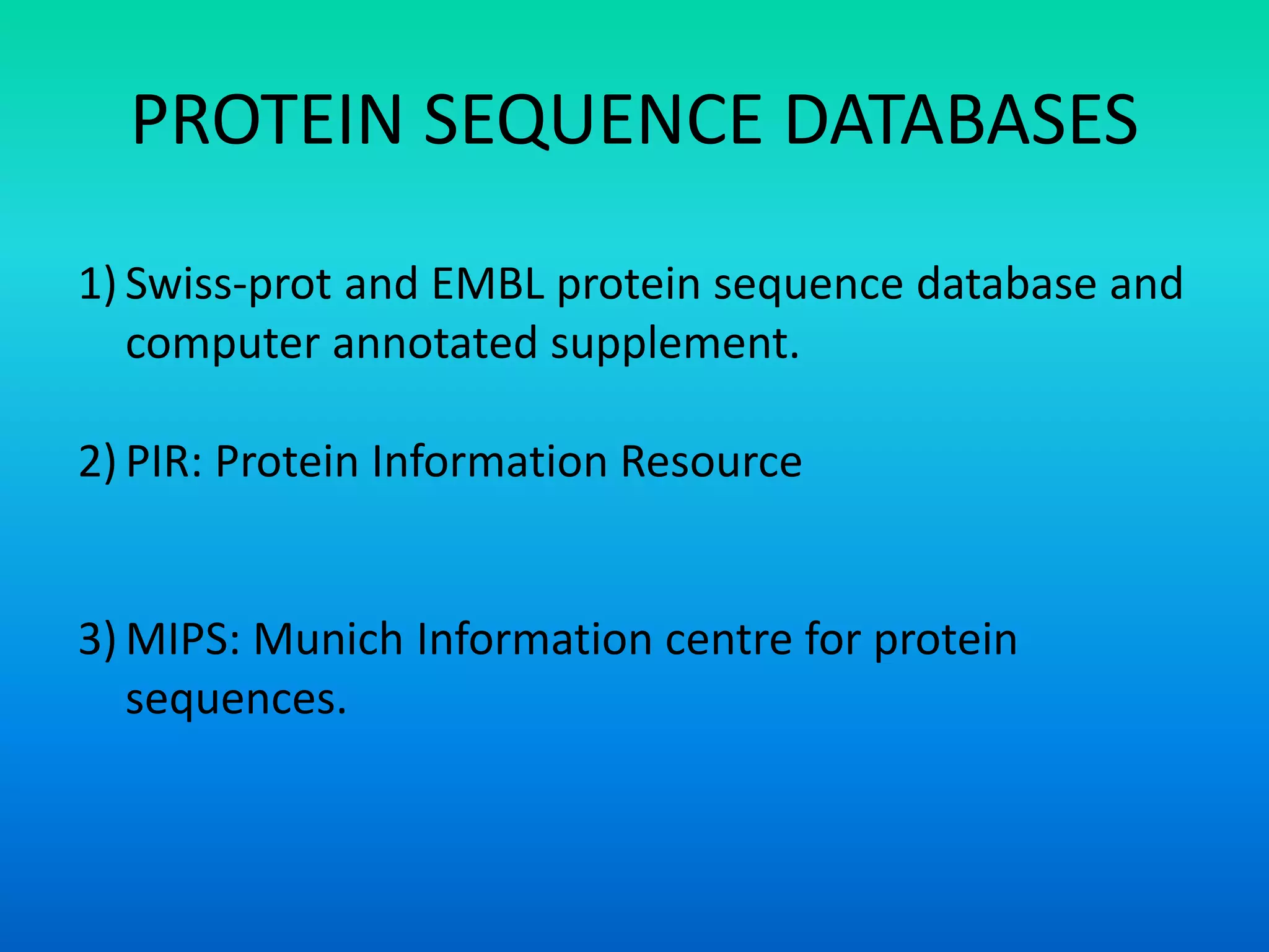 Databases in Bioinformatics | PPT