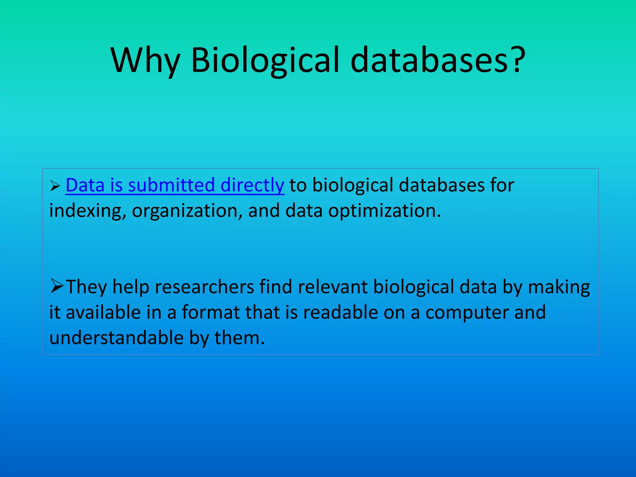 Databases in Bioinformatics | PPTX
