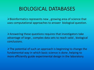 Databases in Bioinformatics | PPTX