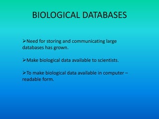 Databases in Bioinformatics | PPTX
