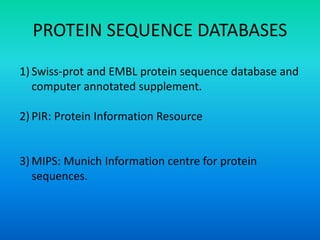 Databases in Bioinformatics | PPTX