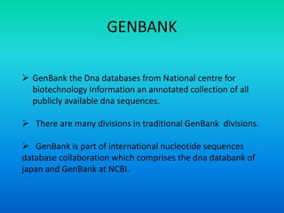 Databases in Bioinformatics | PPTX