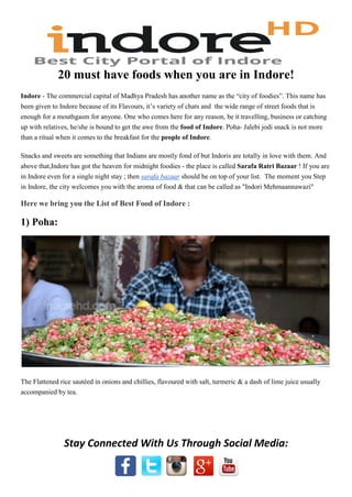 20 must have foods when you are in indore | PDF